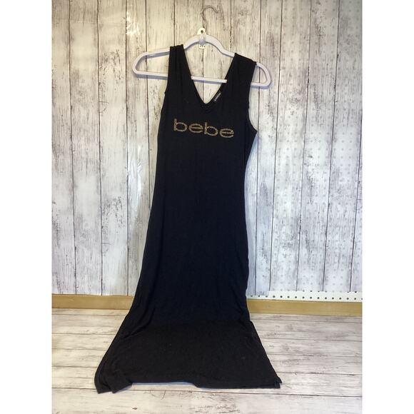 bebe | Dresses | Bebe Womens Black Sleeveless Maximidi Dress Rhinestone ...
